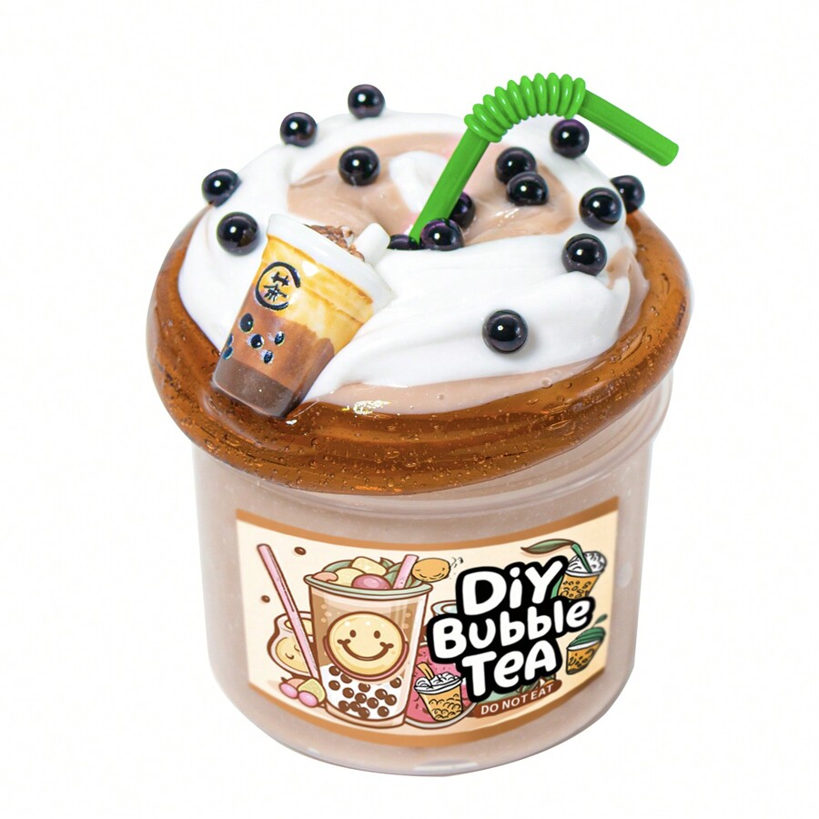 DIY BUBBLE TEA Themed Slime (7oz)- Thick And Glossy Textured Slime - Handmade Slimes | SHEIN USA