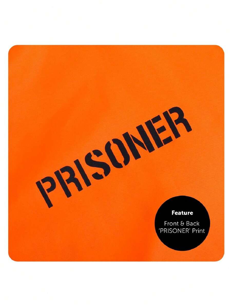 Mens Womens Convict Costume Orange Adult Prisoner Outfit Halloween ...