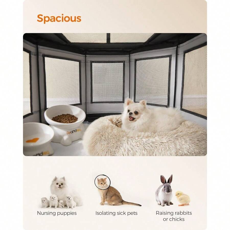 Dog Playpen, Oxford Fabric Dog Fence, Octagon Dog Crate, M, 28.3 X 28.3 ...