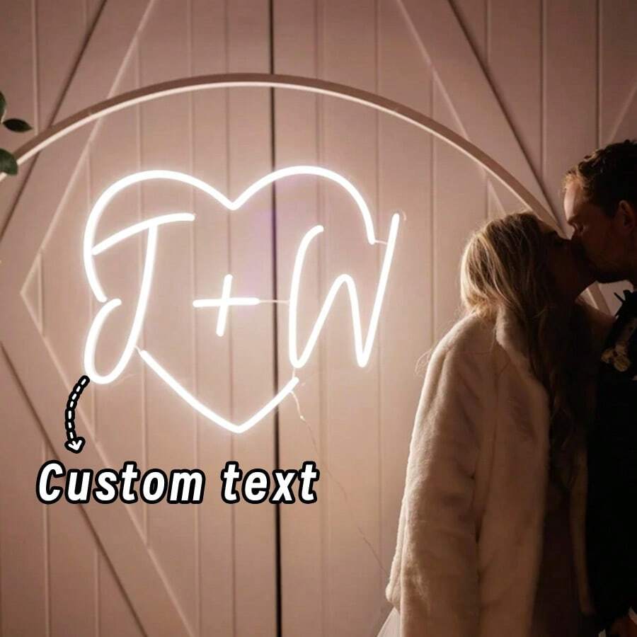 Custom Initial Hear Neon Sign Wedding Decor, Personalized Valentine's ...