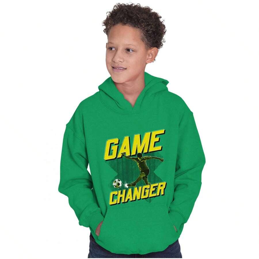 Tween Boy Soccer Player Fan Game Changer Hoodie Sweatshirt | SHEIN USA