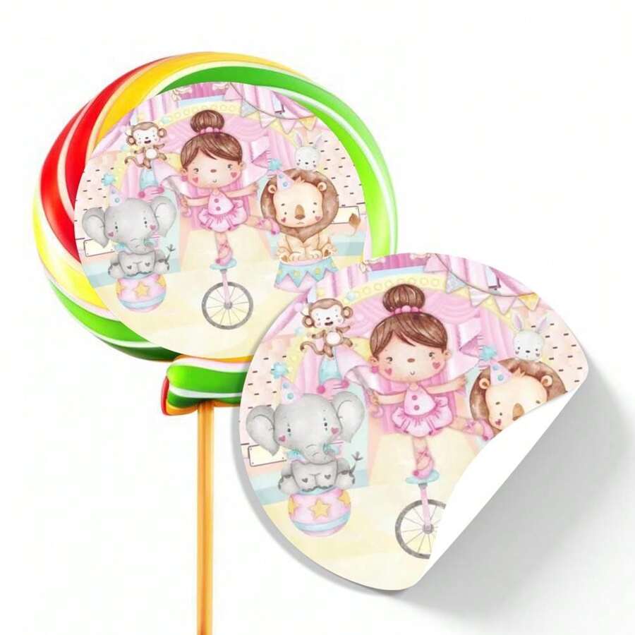 20 Adesivos Redondo tags circo aquarela rosa 5cm | SHEIN Brasil