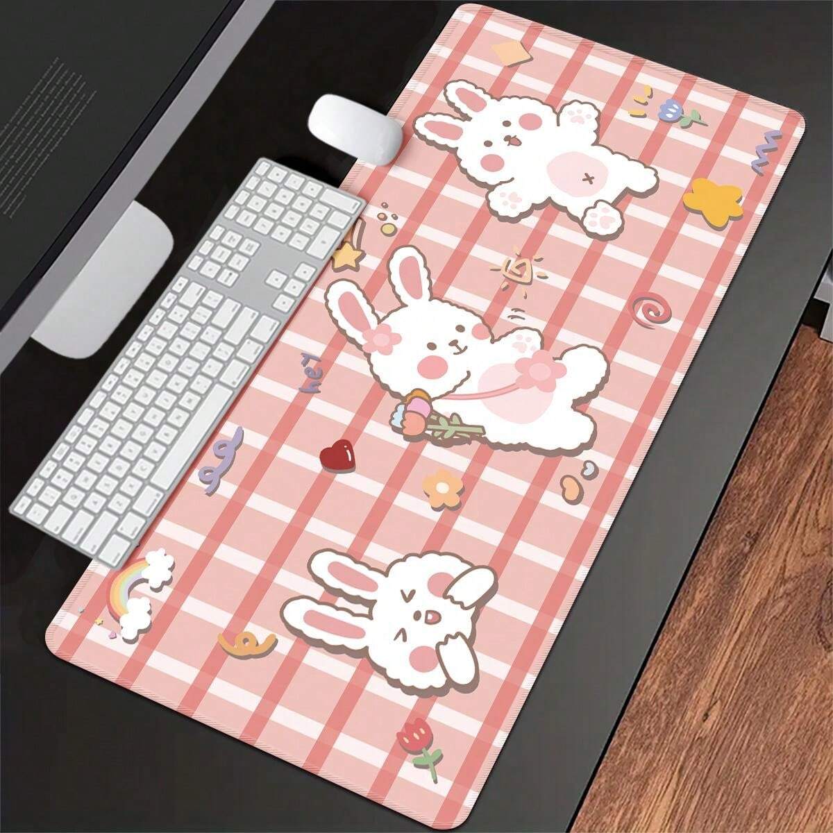 Cute Cartoon Rabbit Mouse Pad, Desk Pad, Large Keyboard Pad, Rubber ...