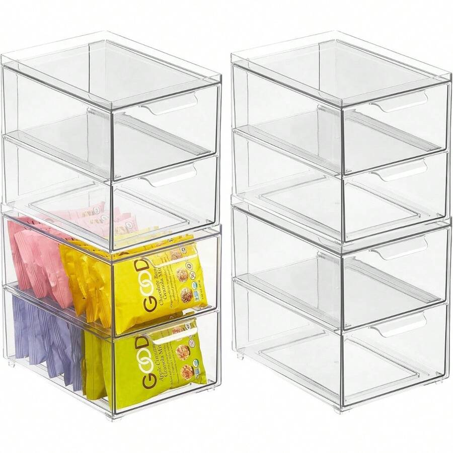Stackable Storage Containers Box With 2 Pull-Out Drawers - Stacking ...
