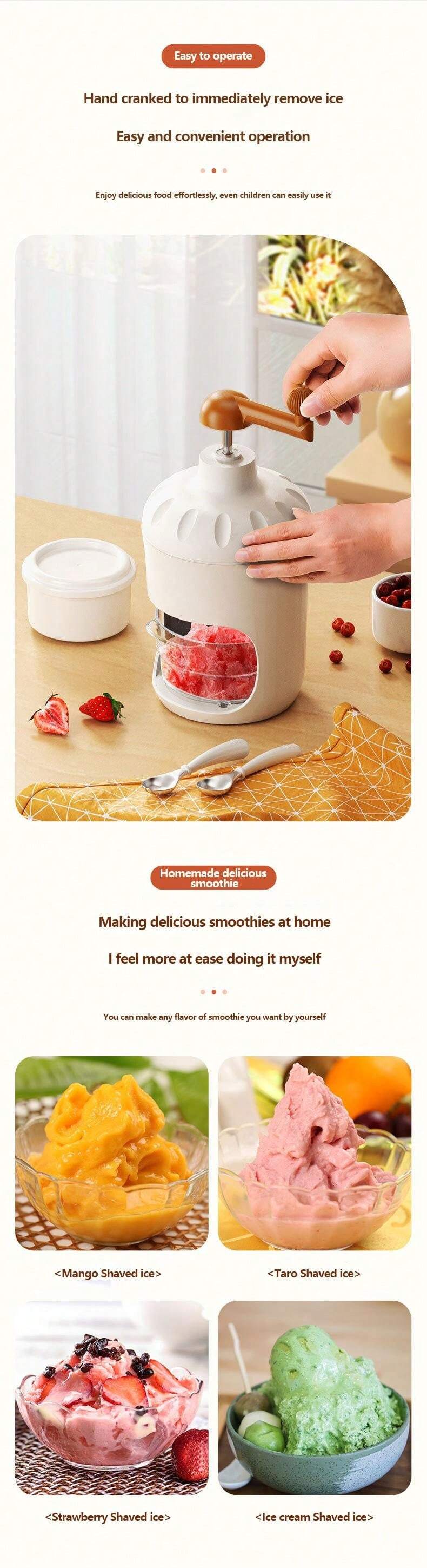 Manual Shaved Ice Maker, Portable Home Mini Snow Cone Machine, Crushed ...