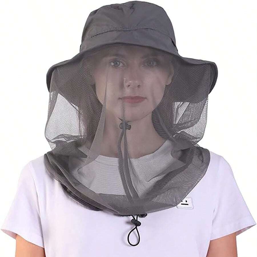 Mosquito Head Net Hat For Men Women Wide Brim Sun Protection Hats With ...