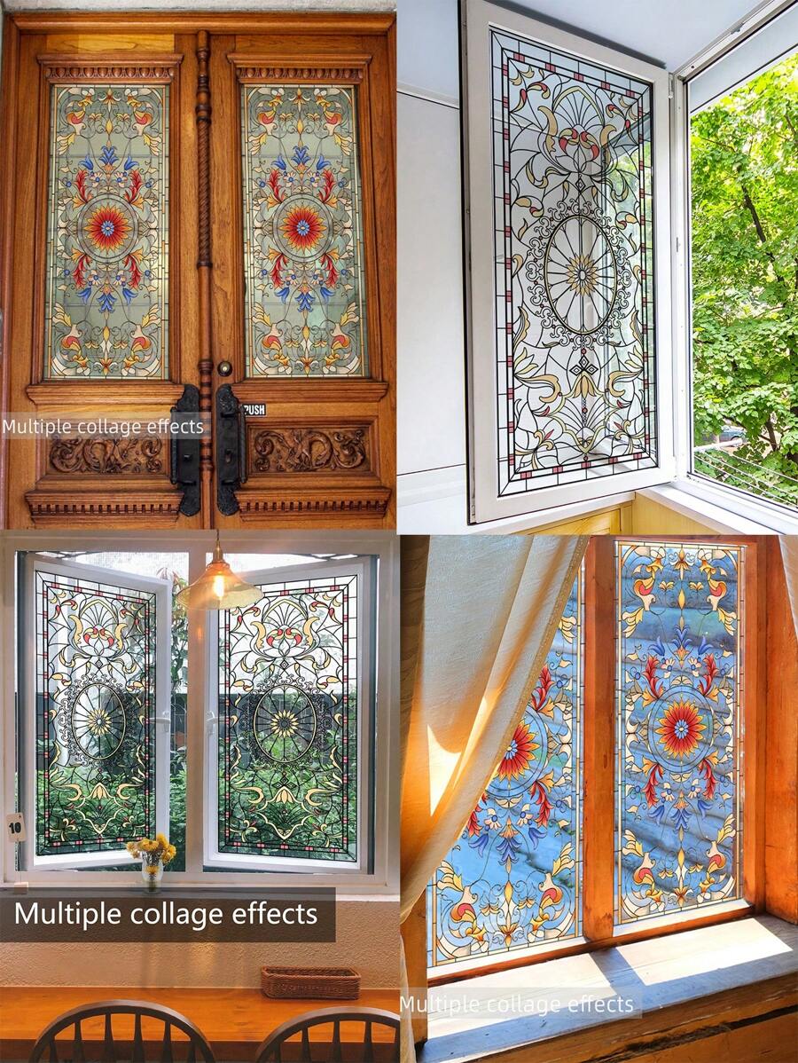 1pc Simple Colorful Patterned Electrostatic Glass Window Film Self ...