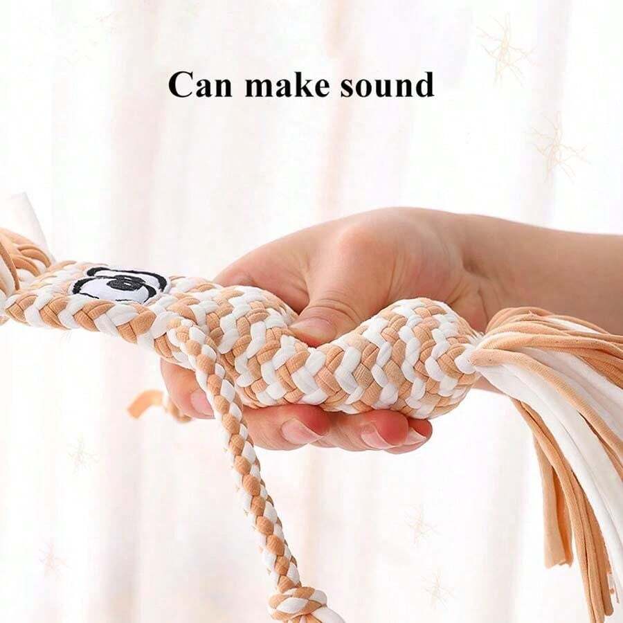 Chew Toy For Dogs Straw Head Braided Knot Doll Squeaker Sound Toy Molar ...