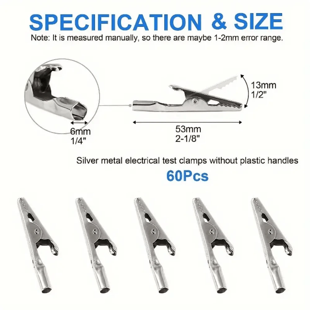 10/20pcs 51mm Metal Alligator Clip Spring Clamps Test Line Crocodile ...