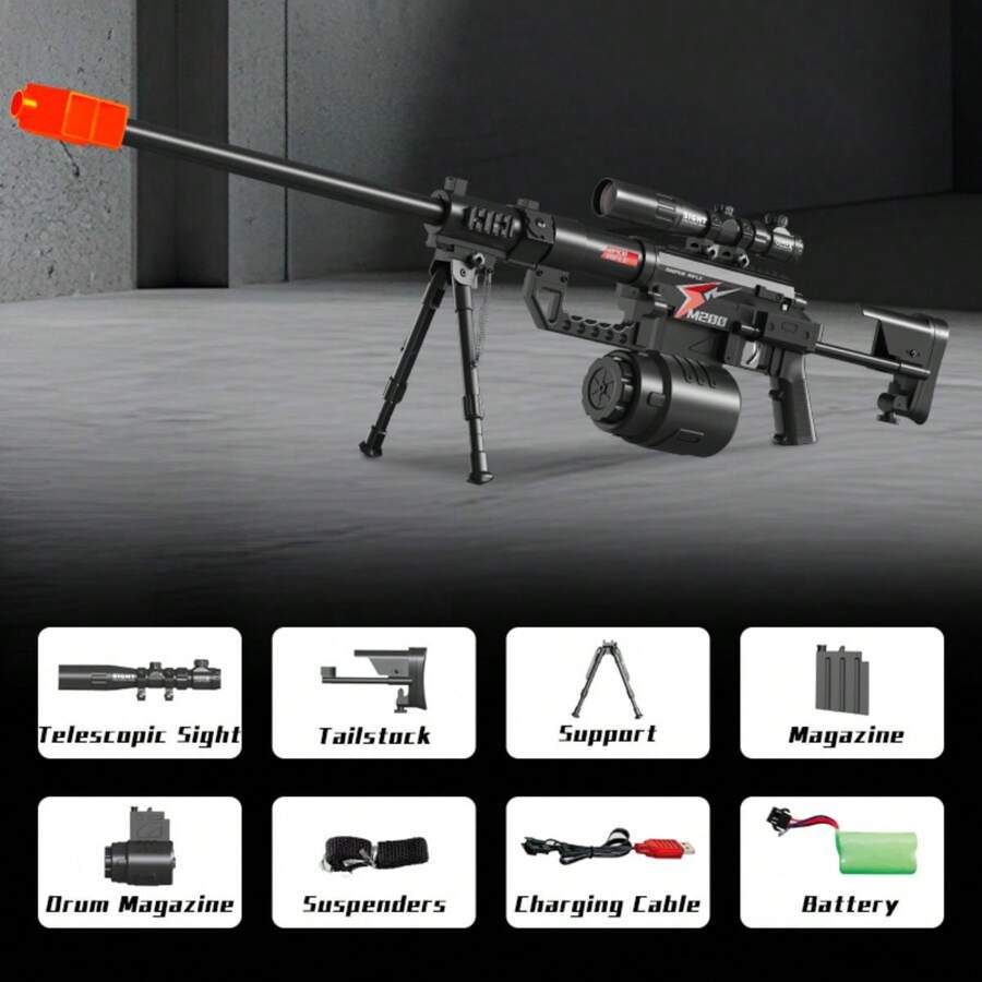 M200 Sniper Gun Electric Gel Jet Ball [7.4V High Speed Continuous ...