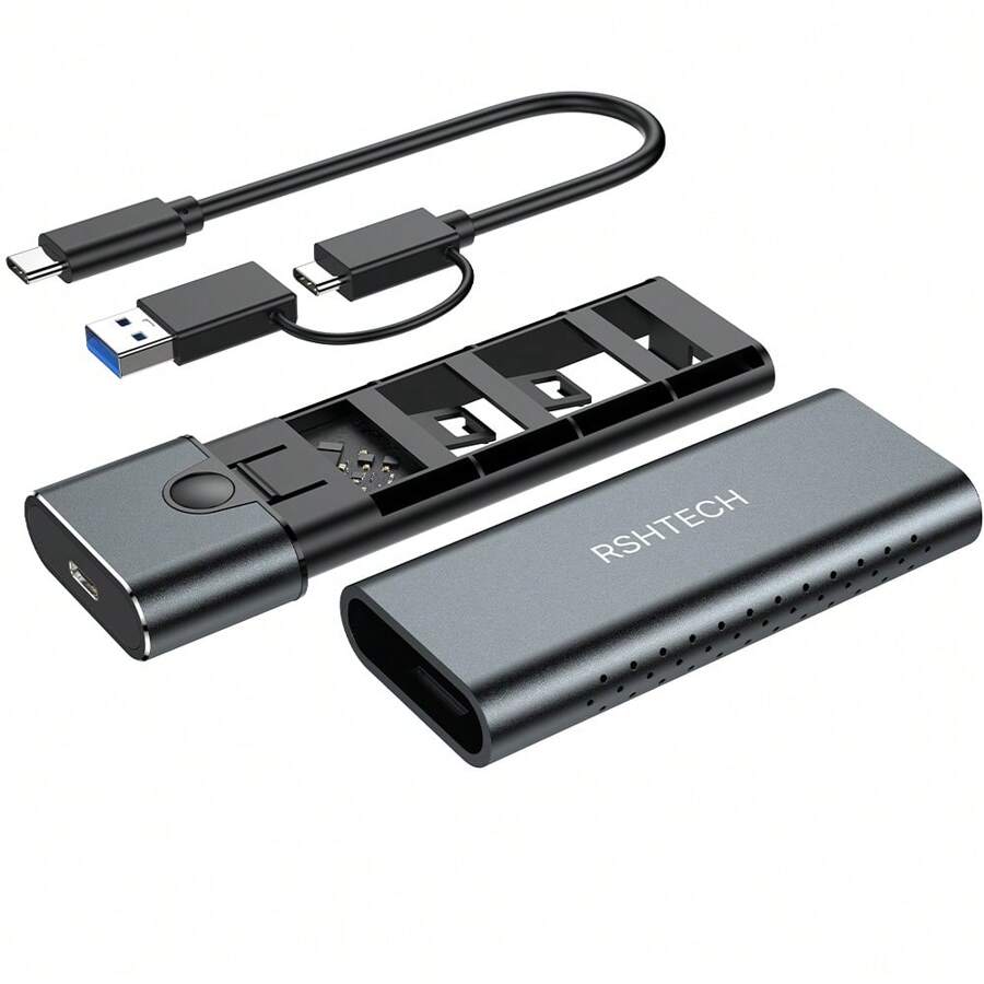 RSHTECH RSHTECH USB 3.2 GEN 2 10Gbps High Speed SSD Enclosure With Type C To USB A Adapter Cable ...