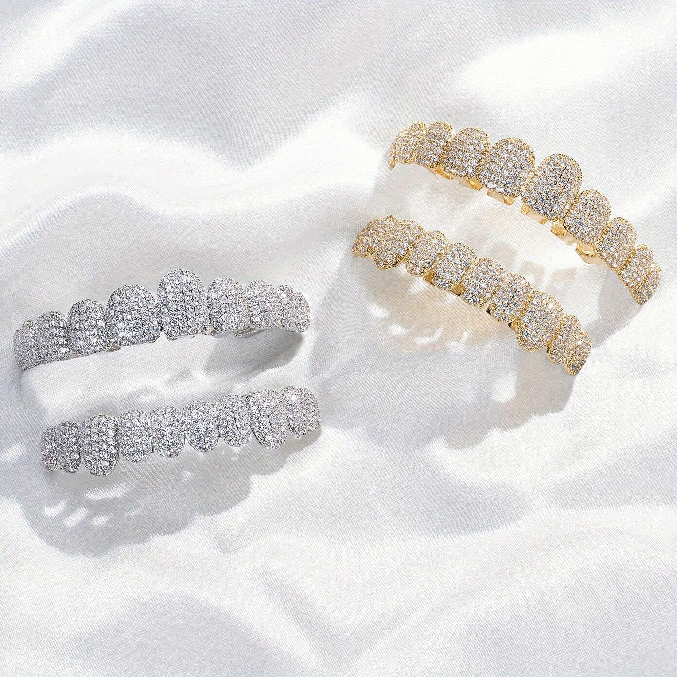 1 PC Hip Hop Cubic Zirconia Teeth Grills 10 Teeth Top Bottom Grills ...