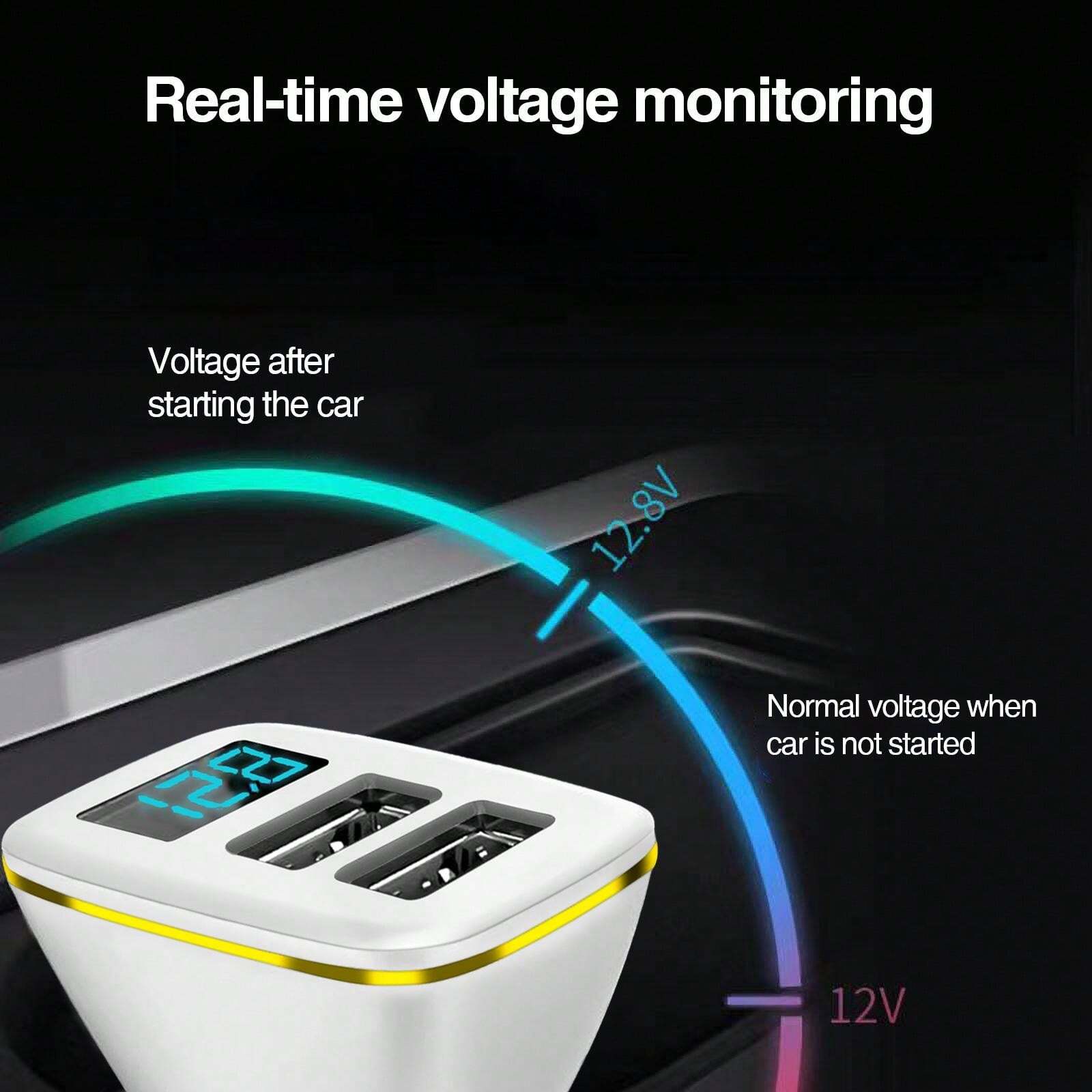 1/2 pezzi Caricabatteria per auto dual USB con voltmetro, monitor della batteria auto con ...