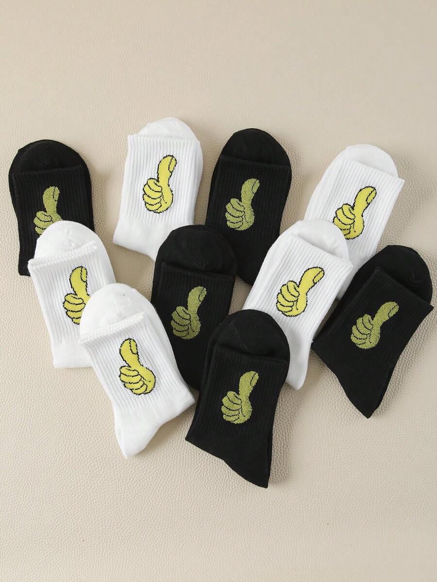 10 Pairs Ladies Black & White Minimalist Versatile Socks - Trending ...