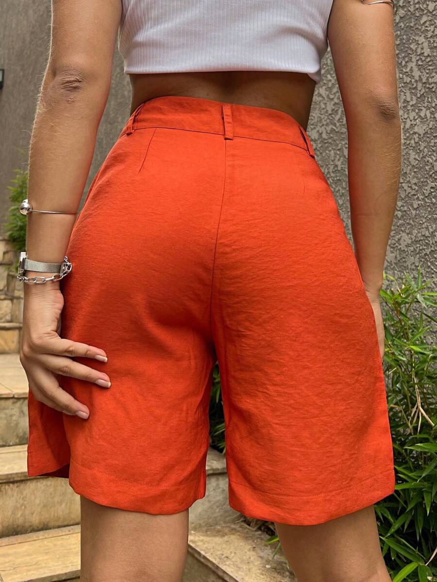 Bermuda feminina tecido marrant | SHEIN Brasil