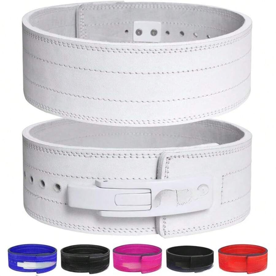 SPORTS LEATHER WEIGHT LIFTING LEVER BELT FOR POWERLIFTING IPF BUCKLE ...