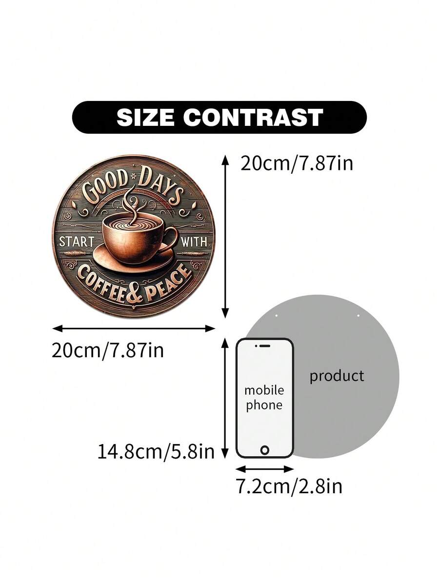 1pc 2D Flat, 3D Effect Wooden Round Wall Decor, Creative Home "Good Day ...