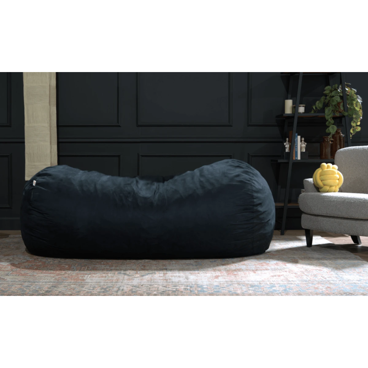 Jasper Traditional 8 Foot Cylindrical Suede Bean Bag, Black | SHEIN USA