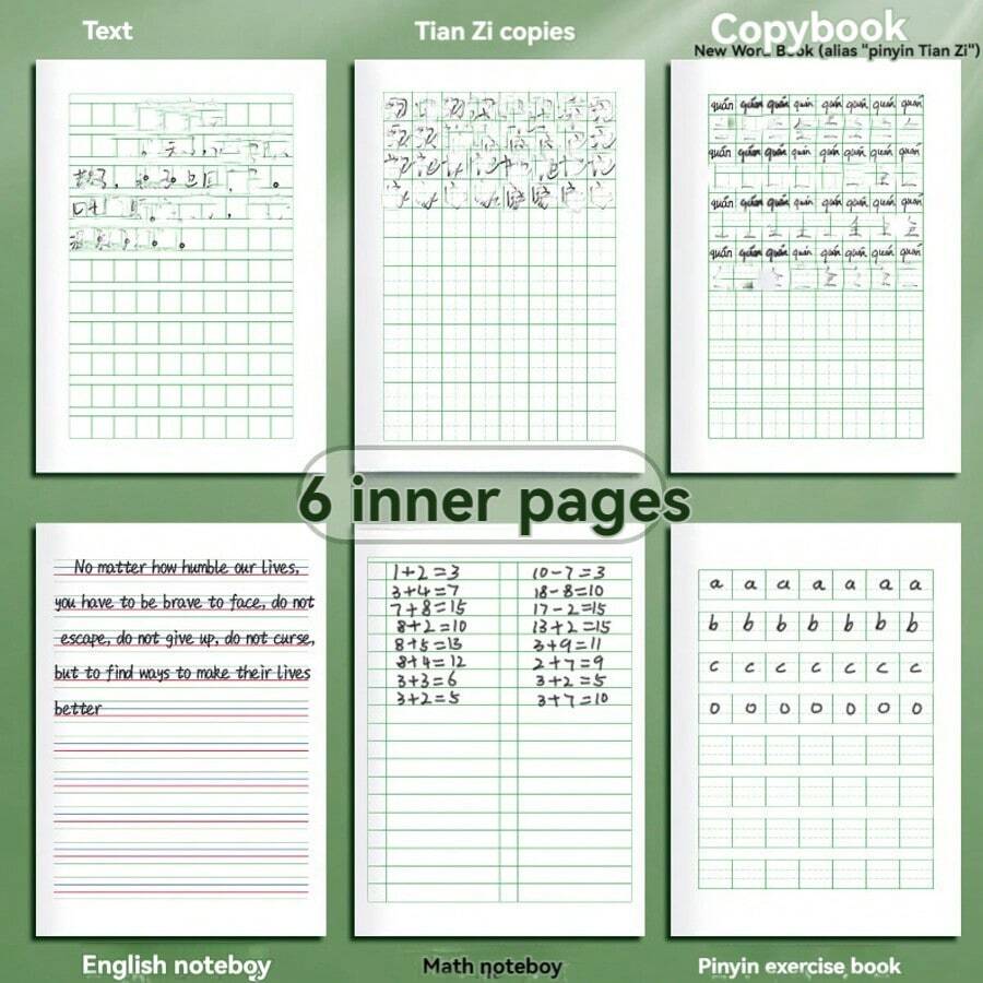 10pcS Elementary School Homework Character Grid Pinyin National ...