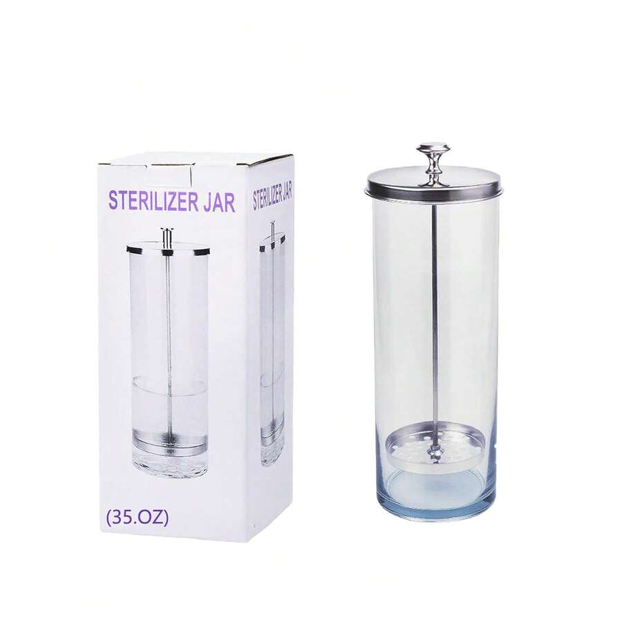 Barber Sterilizer Jar For Nail Tools, Glass Disinfectant Soaking Jar ...
