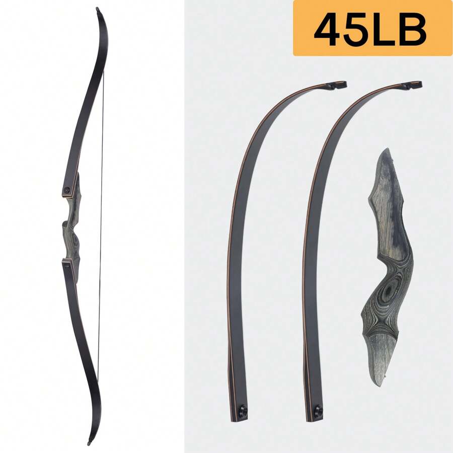 60" Takedown Longbow Recurve Bow 20-60lbs Wooden Archery Hunting Black ...