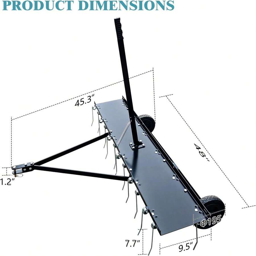48 Inch Tow Behind Dethatcher With 24 Tines,Tow Behind Lawn Rake For ...