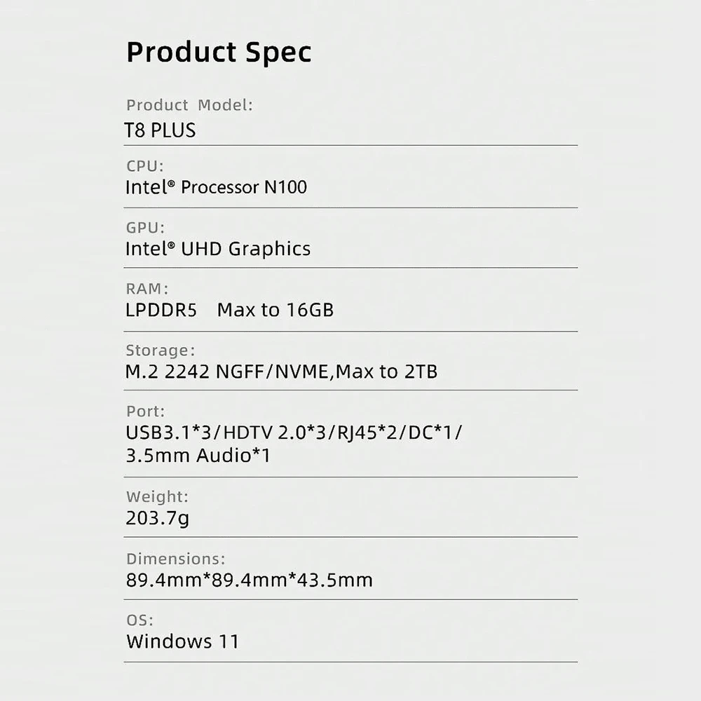 FIREBAT FIREBAT T8 Plus Mini PC Gamer Intel N Series N100 Gaming ...