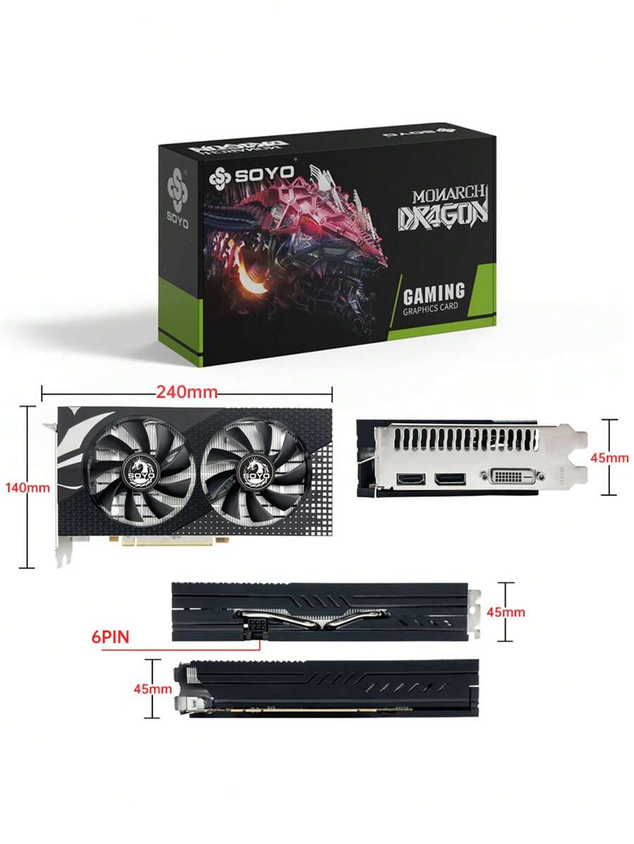 SOYO Radeon RX470 4G Graphics Card GDDR5 Memory AMD Gaming Card 256 Bit ...