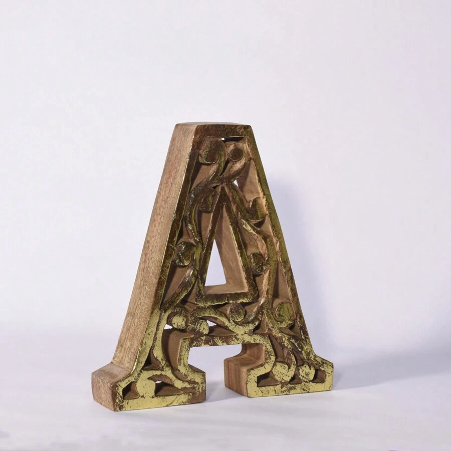 Handmade -Friendly Gold Wooden Alphabet Letters For Wall Mount Decor ...
