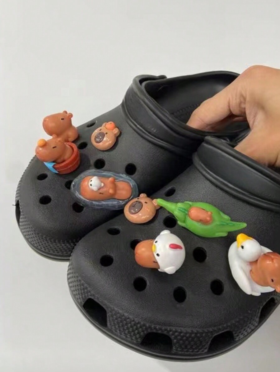 3D Cute Capybara Themed Rubber Children Clog Fasteners, Sandal Buckles ...