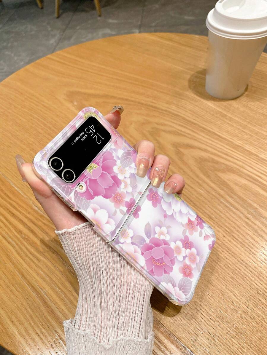Foldable Screen Samsung Phone Case With Pink And White Floral Four ...