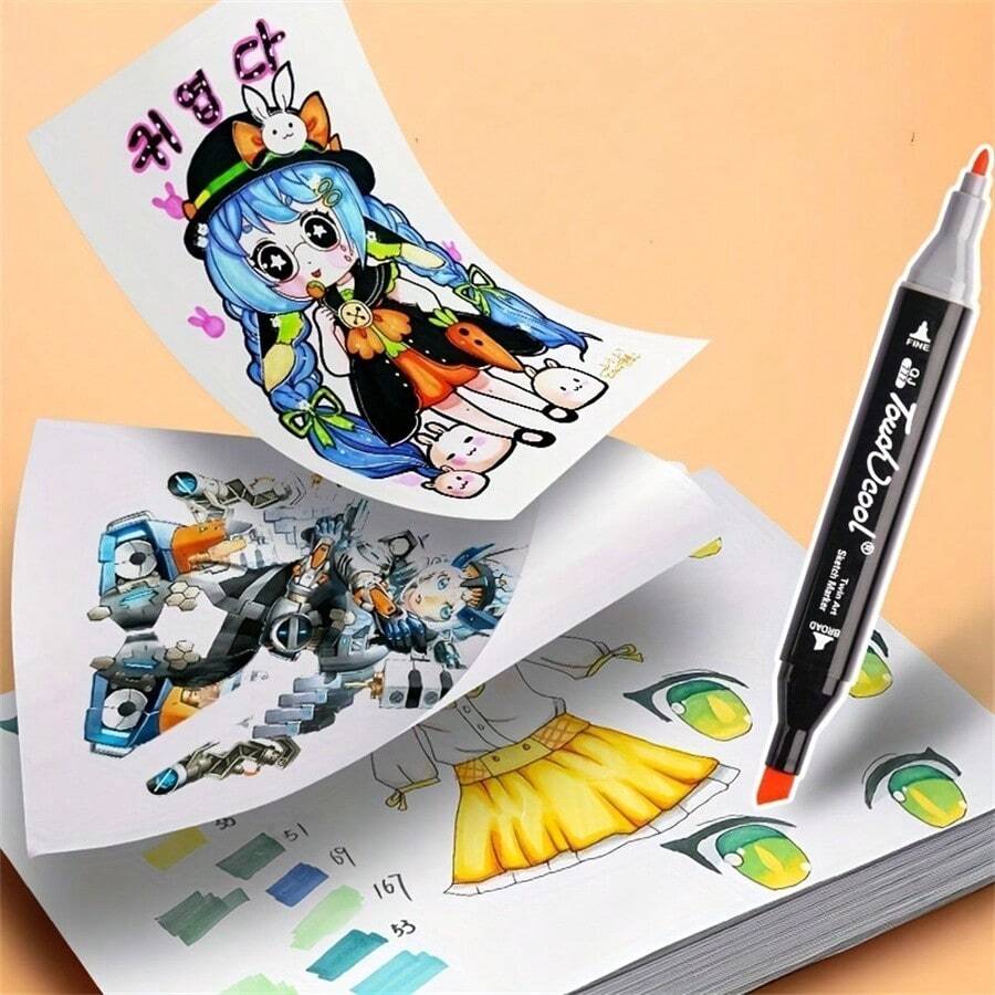 Set de marqueurs à alcool de couleurs multiples, marqueur à double tête ...