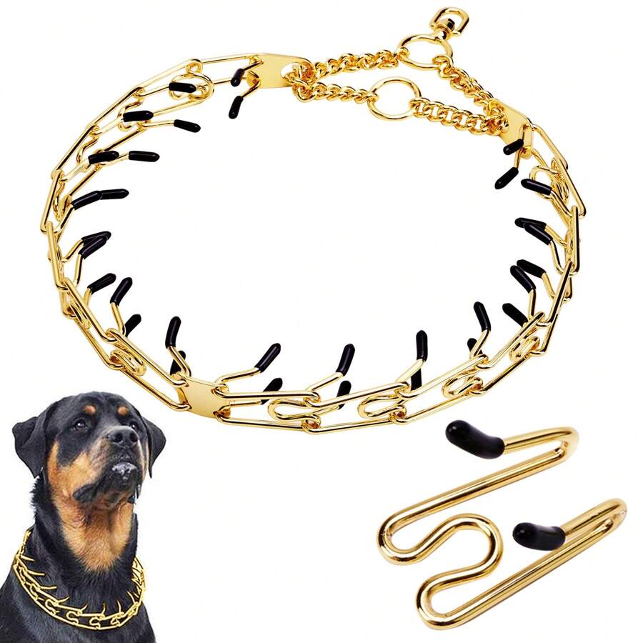 Metal Dog Training Prong Collar Removable Black Pet Link Chain ...