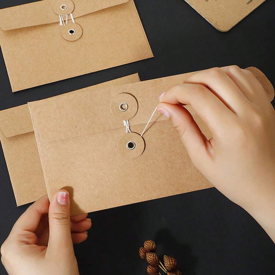 Minimalist Kraft Paper Wire Envelopes For Scrapbooking, Vintage Ins ...