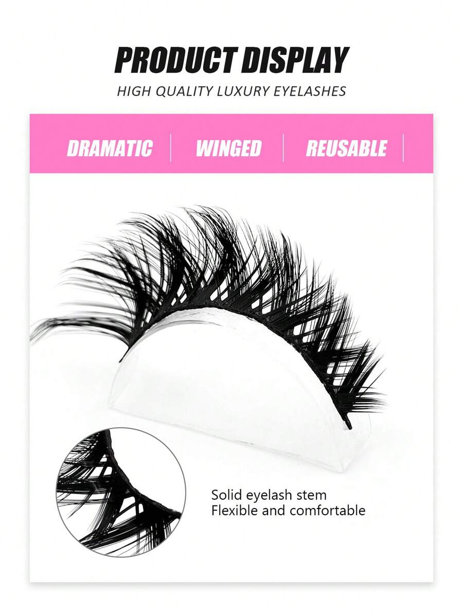 5 Pairs Cat Eye False Eyelashes Fox Eye Angel Faux Mink Lashes Winged ...