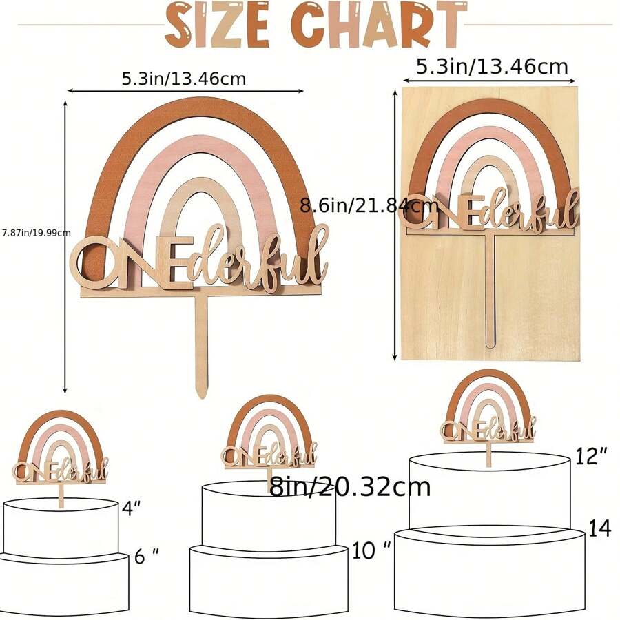 Boho Rainbow Cake Topper Wood Onederful Birthday Topper -1st Birthday ...