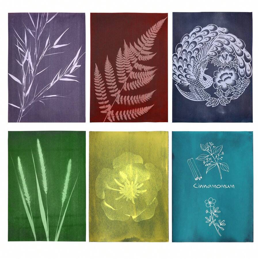 Cyanotype Paper 24 Sheets High Sensitivity Natural Printing (6 Colors ...