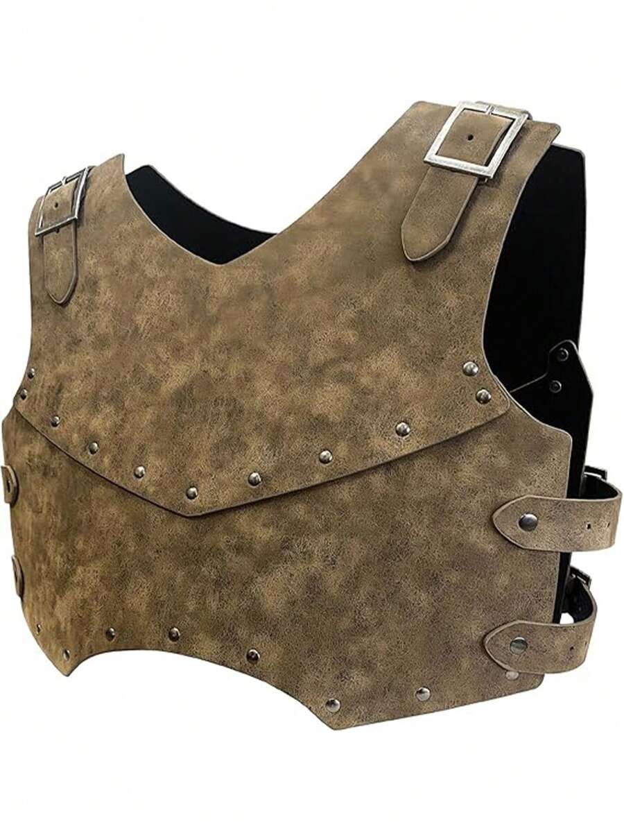 2025 Medieval Faux Leather Chest Armor, Retro Mercenary Knight Archer ...