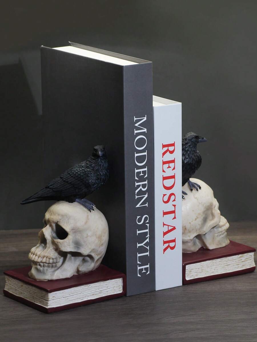 A Set Of Halloween Home Decorations Featuring A Gothic Skeleton Crow ...