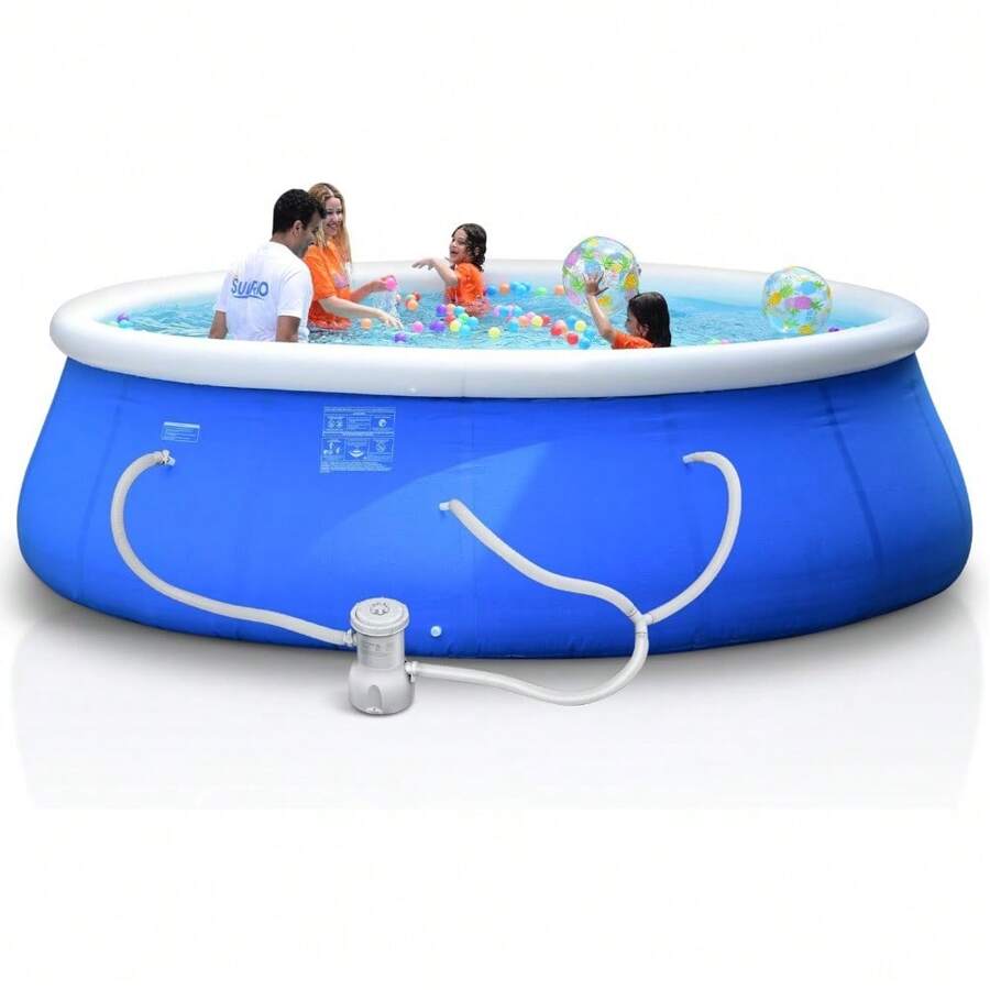 12ft X 33in Round Inflatable Above Ground Swimming Pool Fast Easy To ...