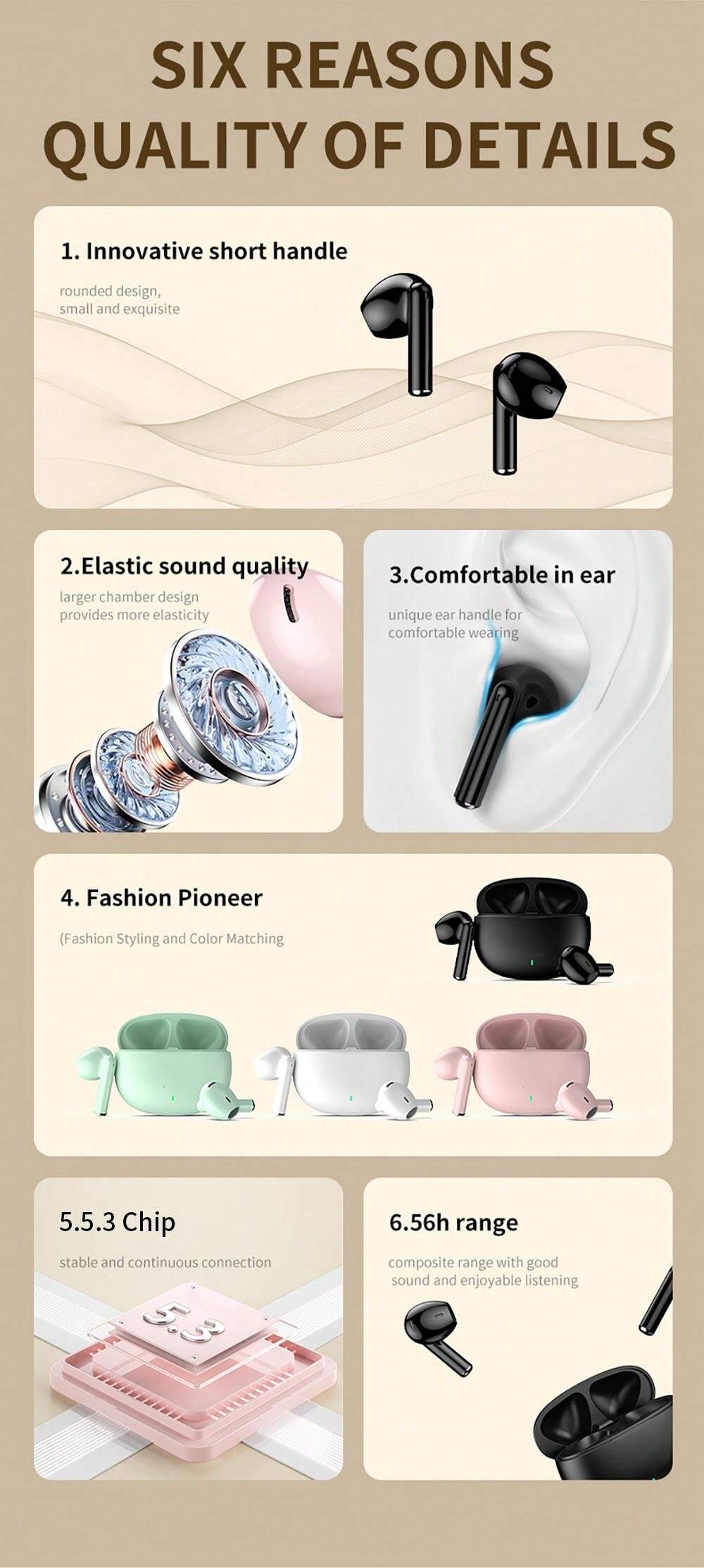 Auriculares inalámbricos intrauditivos TWS, auriculares con reducción ...