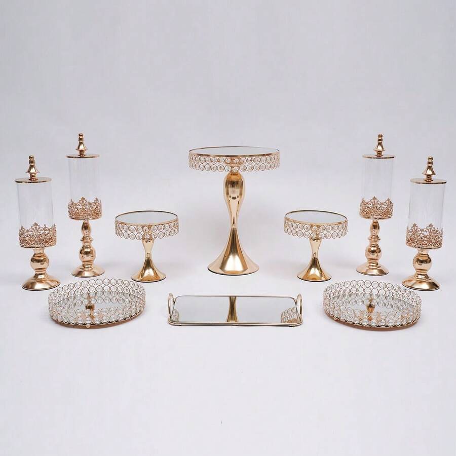 10-Piece Set Cake Stand Cake Dessert Table Stand Metal Birthday Party ...