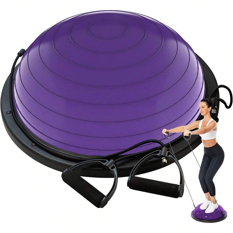 Balance Ball Trainer-Half Ball For Yoga With Resistance Band And Foot ...
