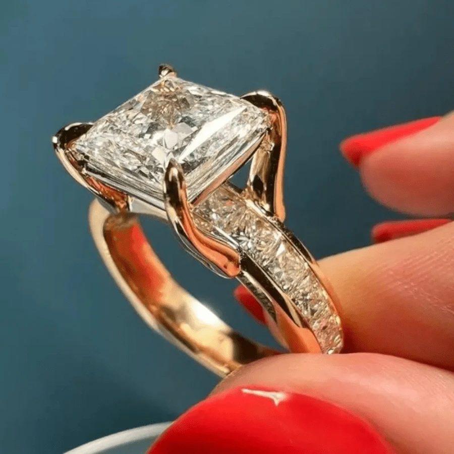 Luxury Promise Ring 14k Gold Plated Inlaid Shining Zirconia Symbol Of ...