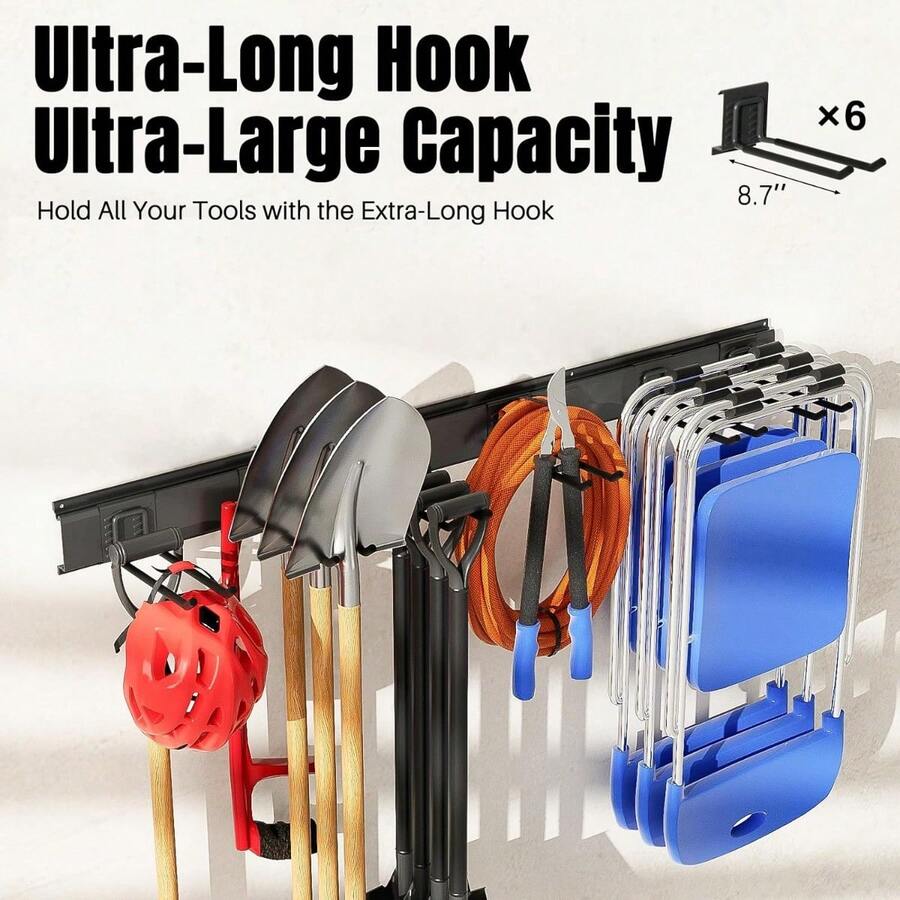 Garage Garden Tool Organizer Wall Mount, Heavy Duty Garage Tool Storage ...
