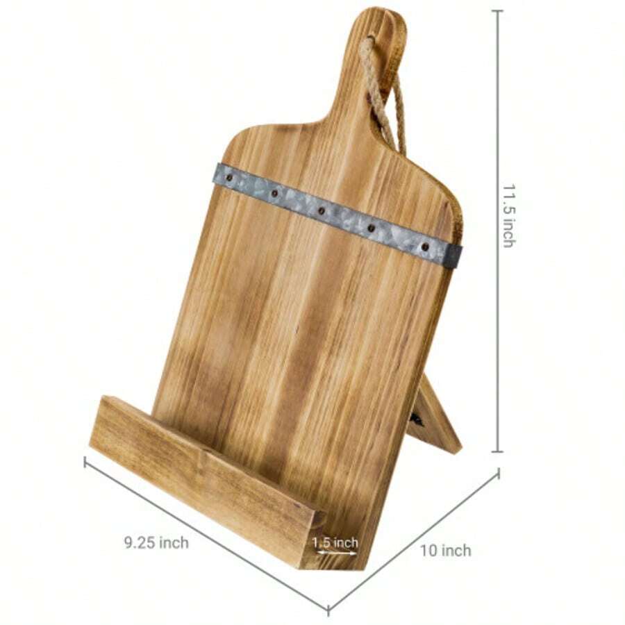 Brown Wood Kitchen Cookbook Stand With Cutting Board Design And Metal ...