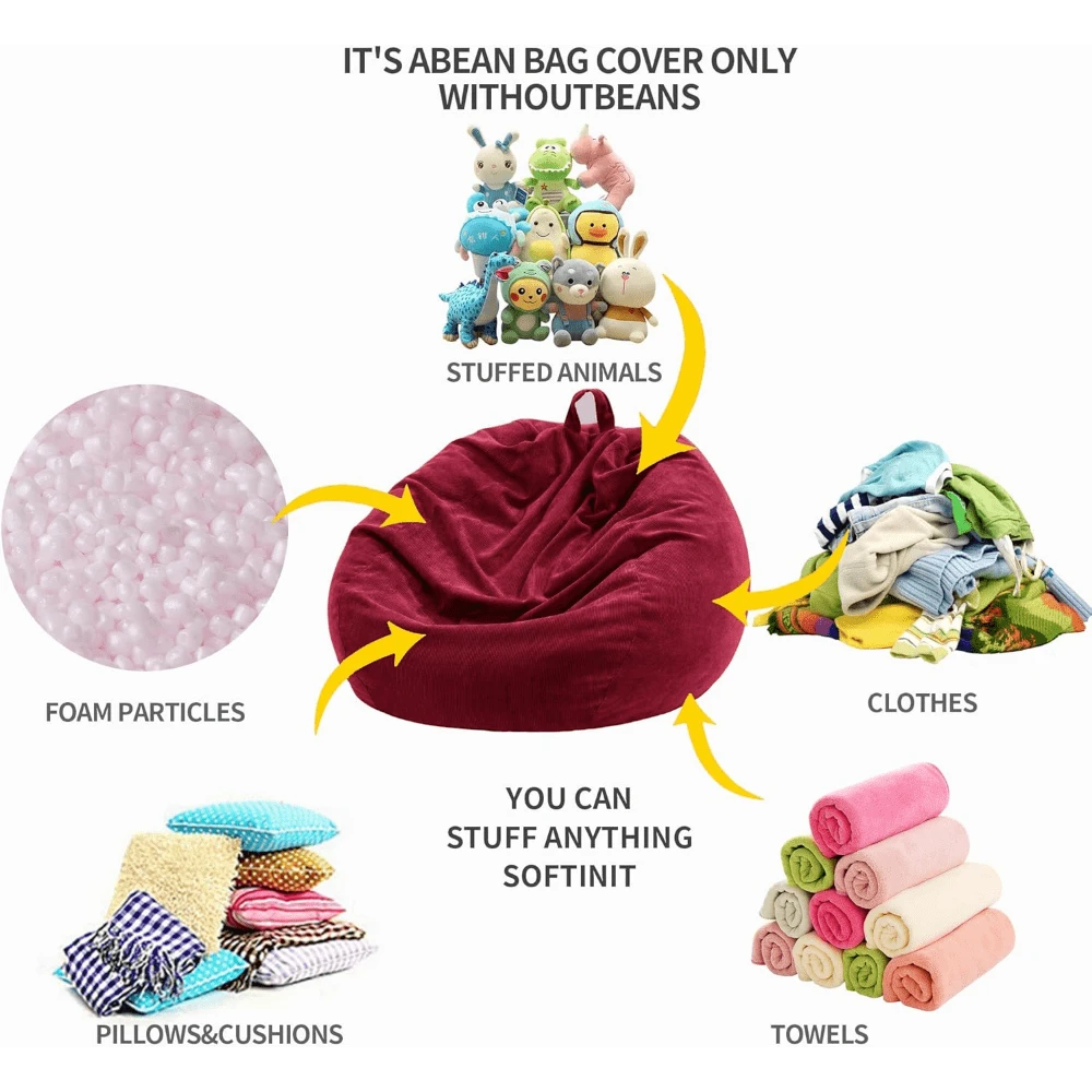 3 Ft Bean Bag Chair Cover (No Filler) For Adults And Kids, 300L Extra ...