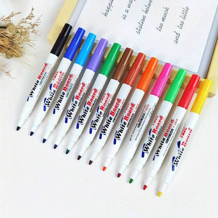 12 Count Medium Point Dry Erase Markers - Low Odor, Assorted Colors Set ...