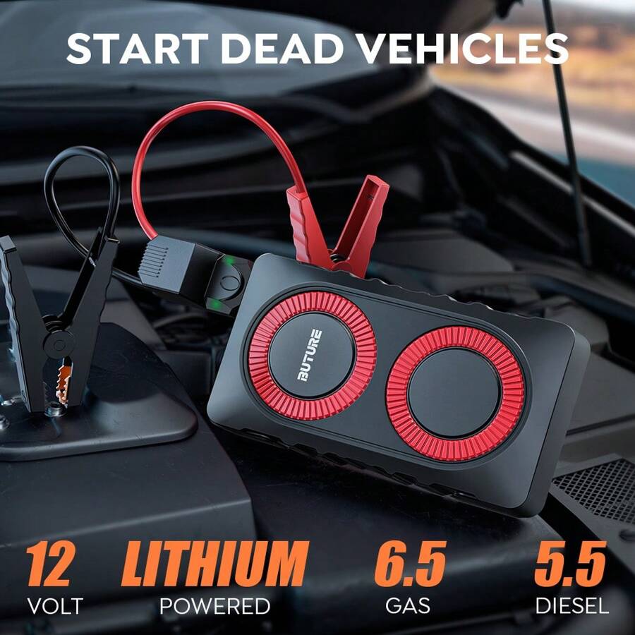 BUTURE Car Battery Jump Starter, 2000A Peak Jump Box 12800mAh Portable ...