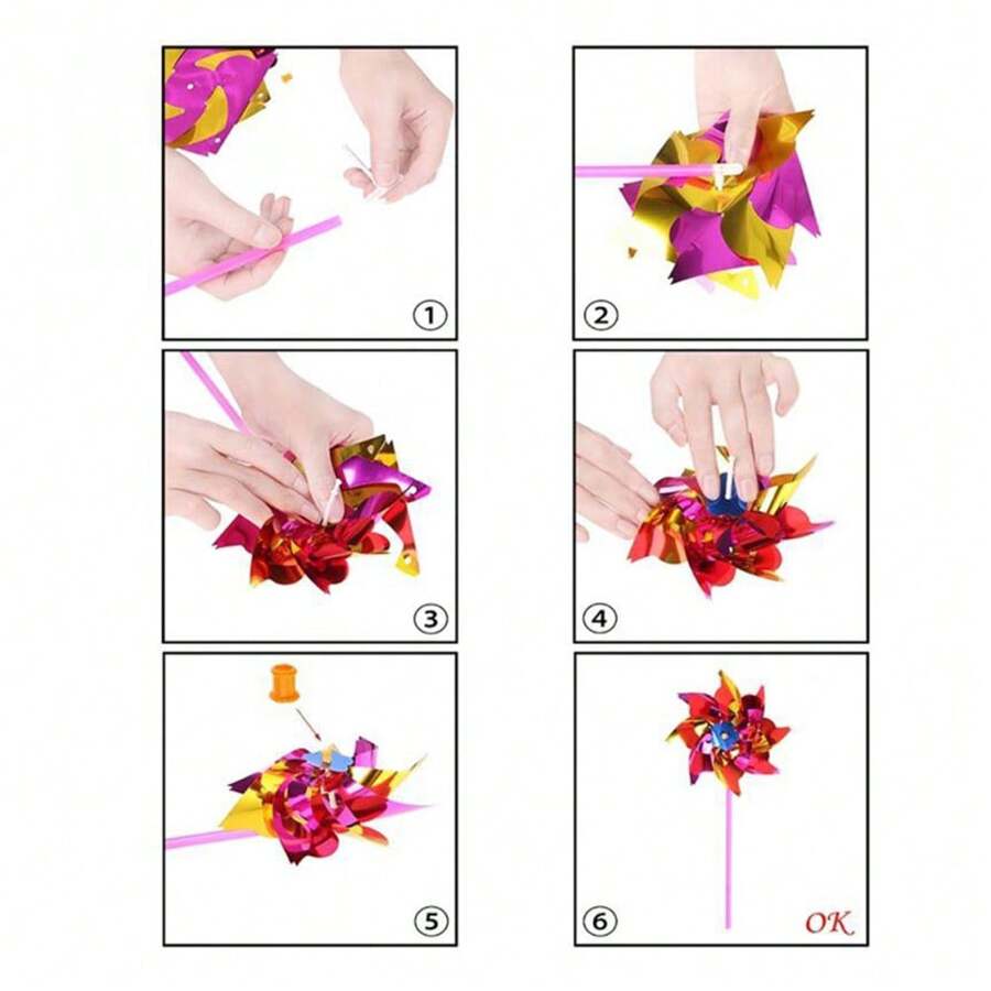 36 Pieces Plastic Rainbow Pinwheel, DIY Pinwheels Set For Garden Lawn ...